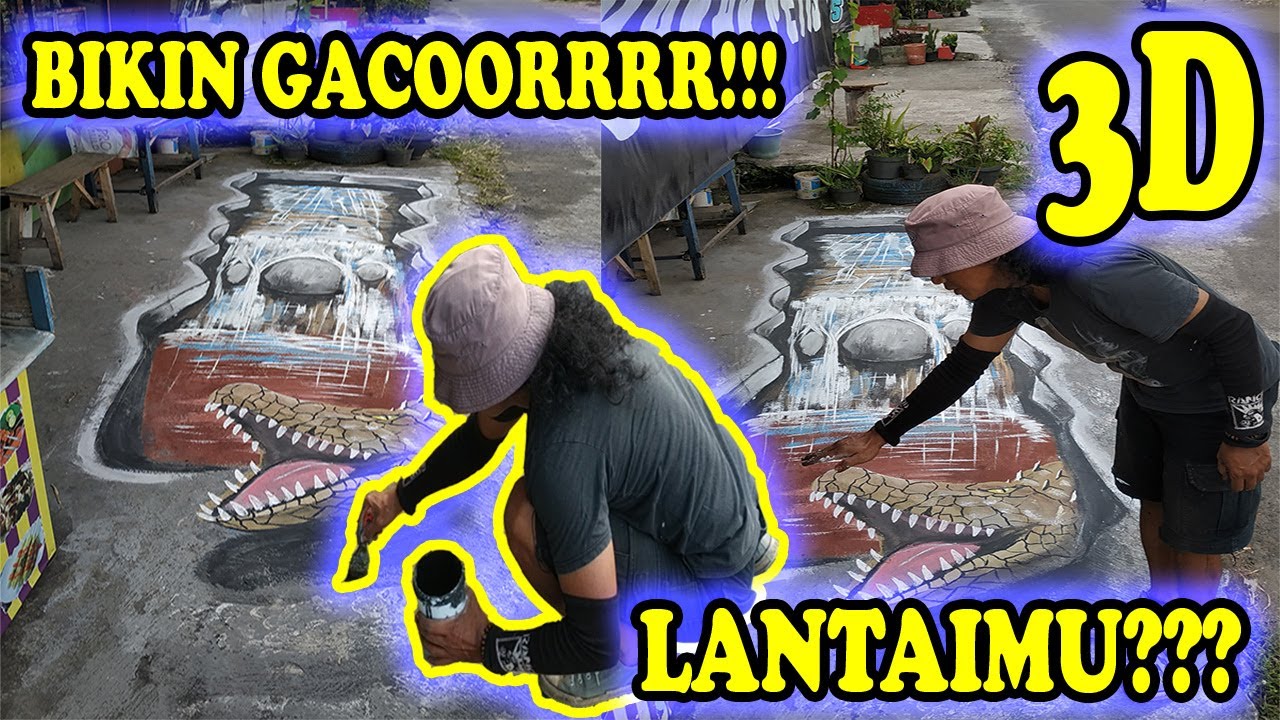 CARA MELUKIS 3D LANTAI PAKAI CAT TEMBOK SIMPEL DAN MUDAH || SENI MURAL ...