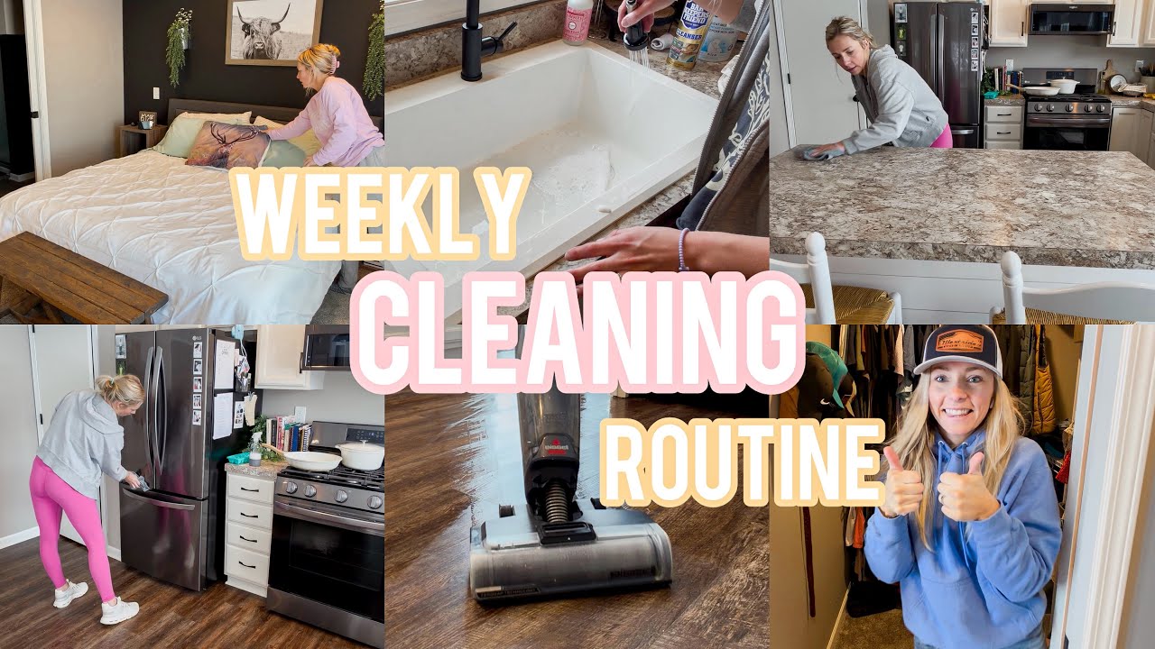WEEKLY CLEANING ROUTINE | clean with me | mom of 3 routine - YouTube