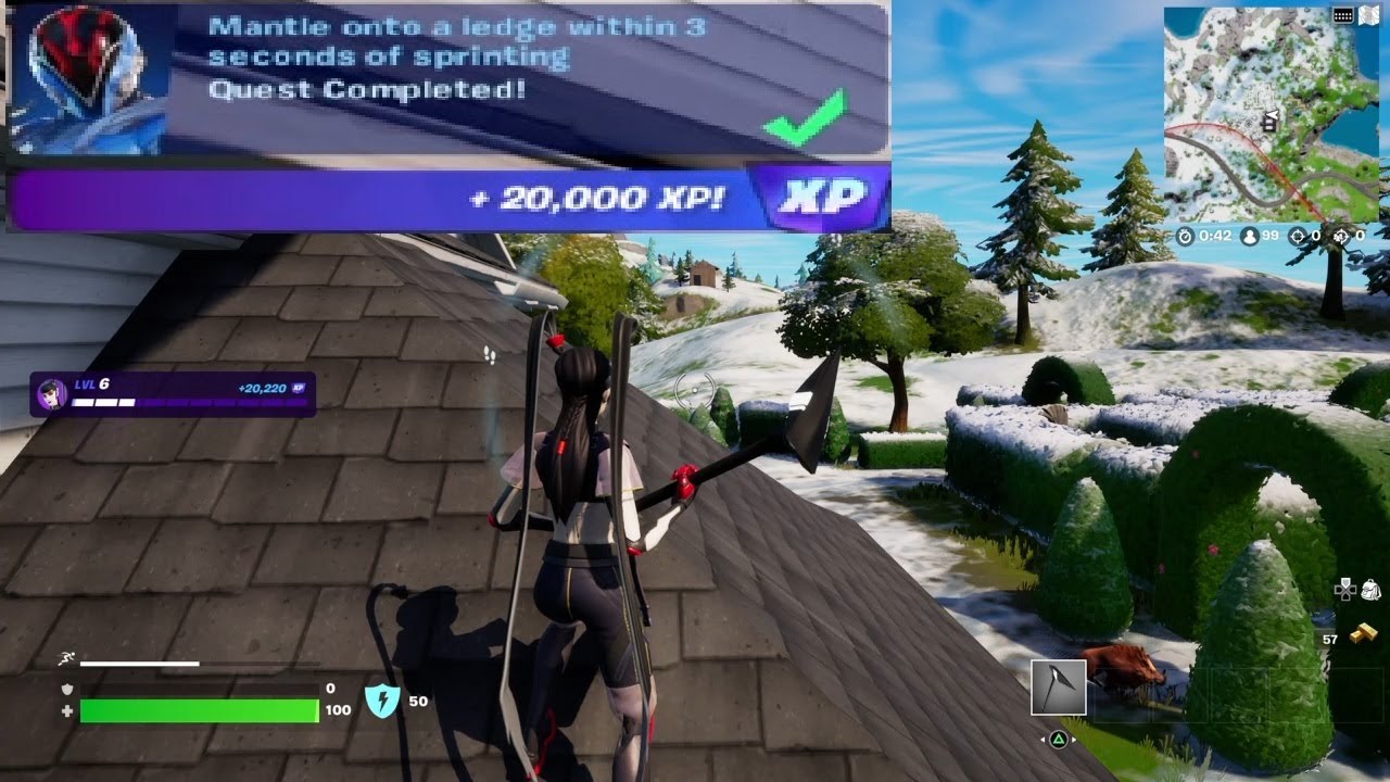 Mantle onto a ledge within 3 seconds of sprinting fortnite - YouTube