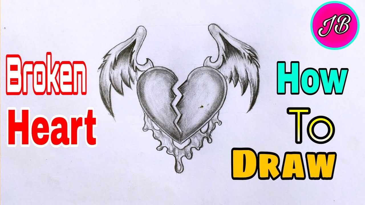 How to draw a broken heart with wings || Broken heart drawing ideas ...