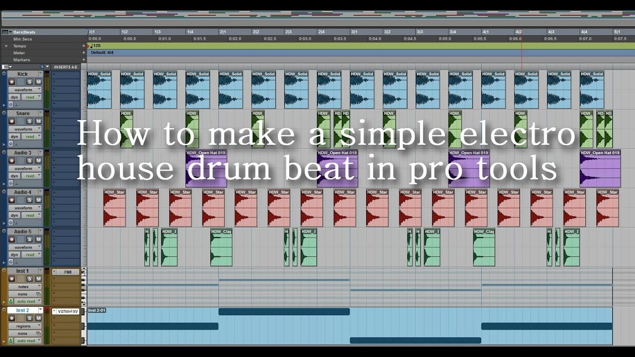 How to easily make an electro house drum beat in Pro Tools - YouTube