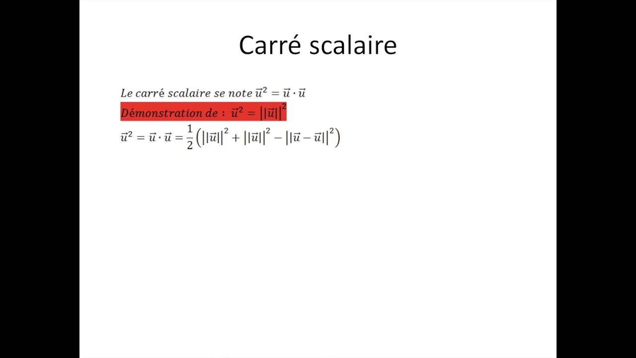 Produits scalaires dans le plan partie 4 : Carré scalaire - YouTube