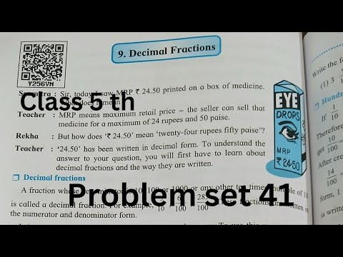class 5 math chapter no 9 Decimal fractions problem set 41 Maharashtra board - YouTube
