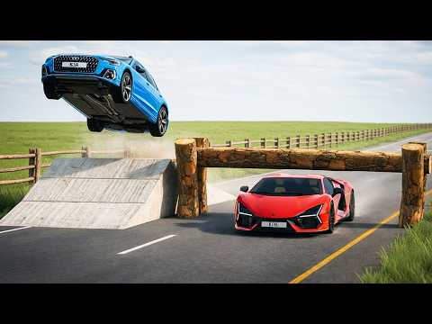 Cars vs Logs Trap Challenge #10 in BeamNG Drive!