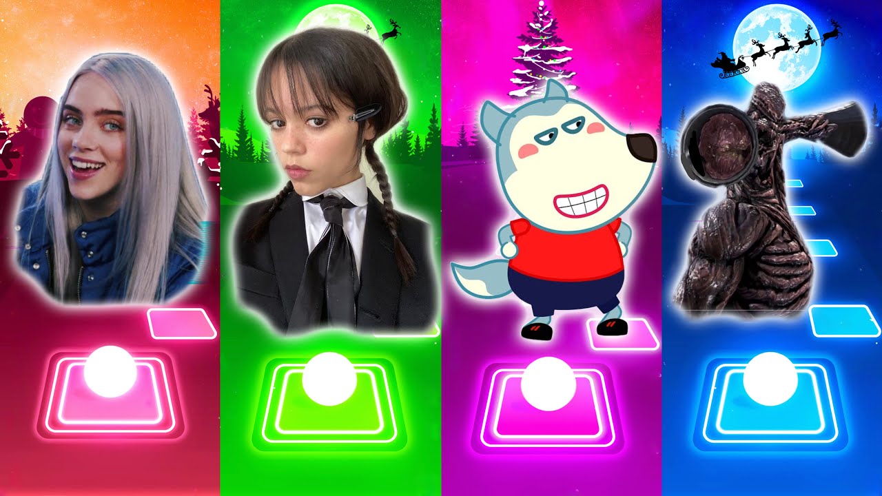 Billy Eilish 🆚 Wednesday 🆚 Woolfo 🆚 Siren Head - Tiles Hop EDM Rush ...
