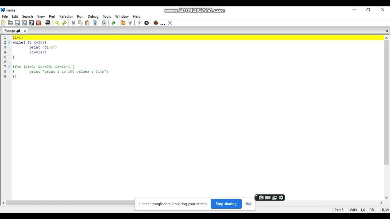 For loop and while loop in perl - YouTube