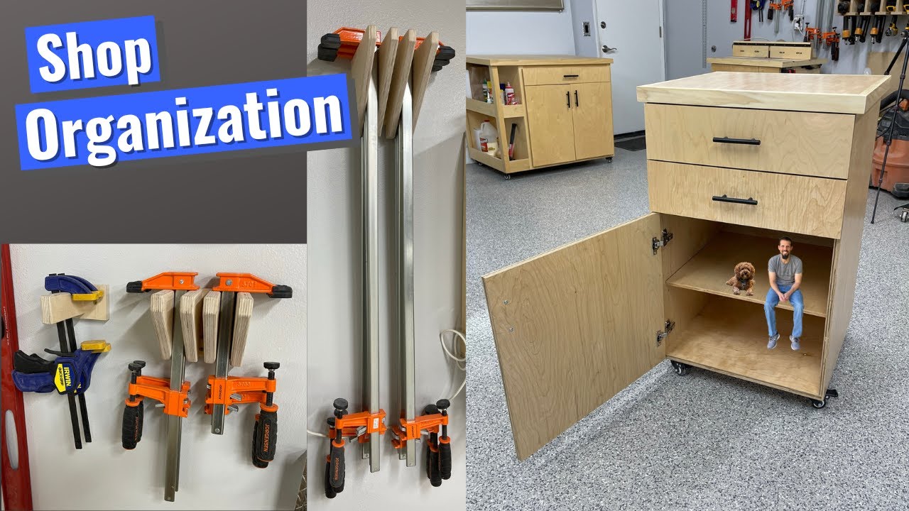 Shop Organization // Clamp Storage and Mobile Cabinet - YouTube