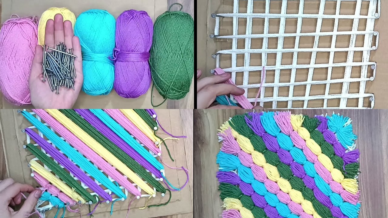 You will be amazed by the knitting technique made with nails, cardboard ...