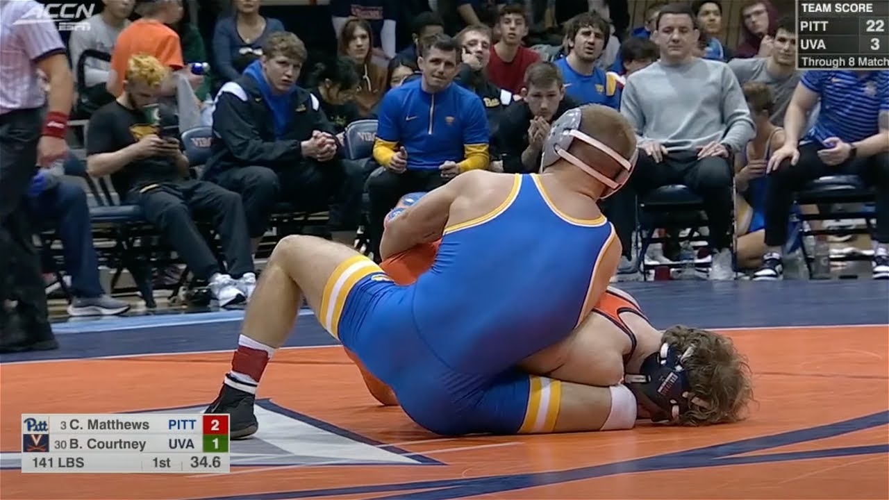 141lbs Cole Matthews (Pitt) vs Brian Courtney (Virginia) - YouTube