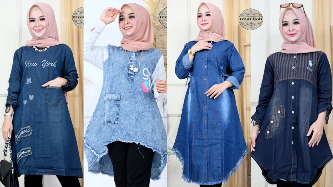 30 MODEL TUNIK JEANS TERBARU KEREN CANTIK DIPAKAI - YouTube