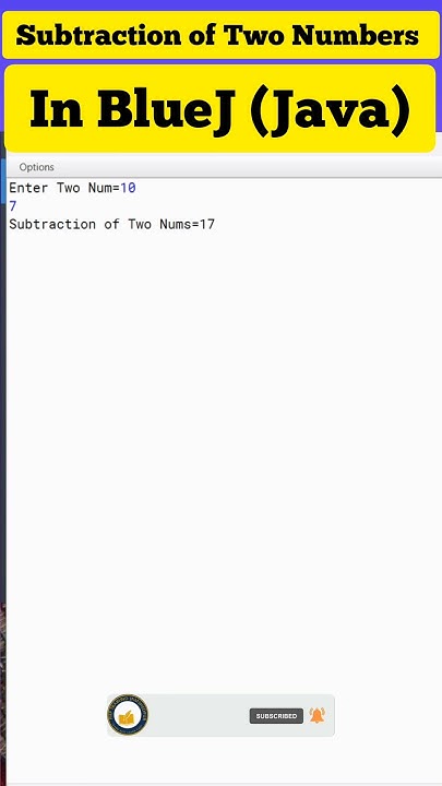 Subtract of Two Numbers in BlueJ(Java) l #bluej l #java l #shorts l #programming l #coding l # ...