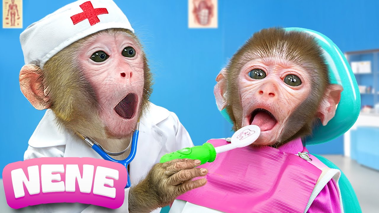 Monkey NeNe Becomes A Dentist Take Care Baby With Toothache & Eat ...