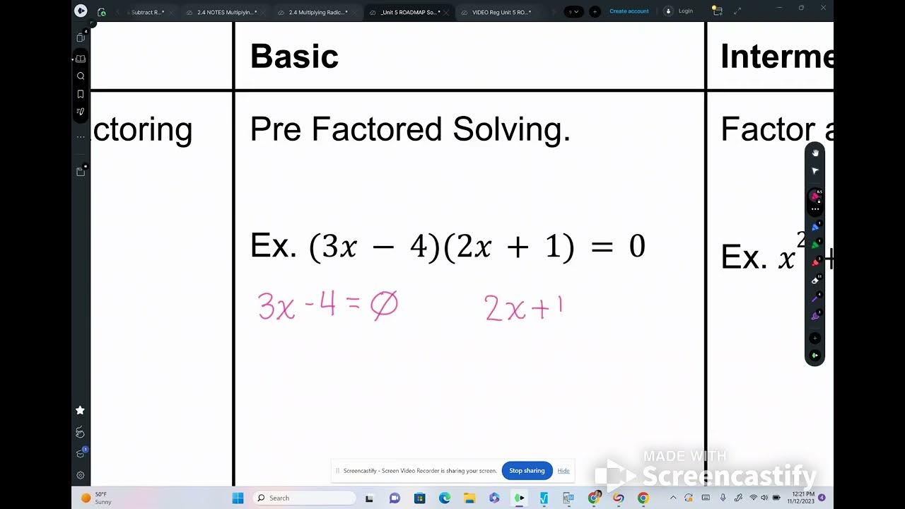 Solve by Factoring BASIC - Honors - YouTube