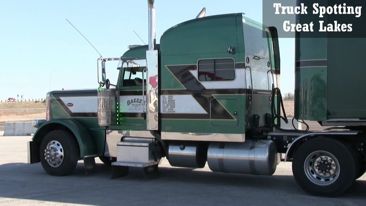 Impressive Green Peterbilt 389 At Sarnia Truck Stop - YouTube
