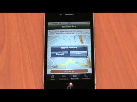 Demo of Green Flag's Rescue Me app for the iPhone and iPod touch - YouTube