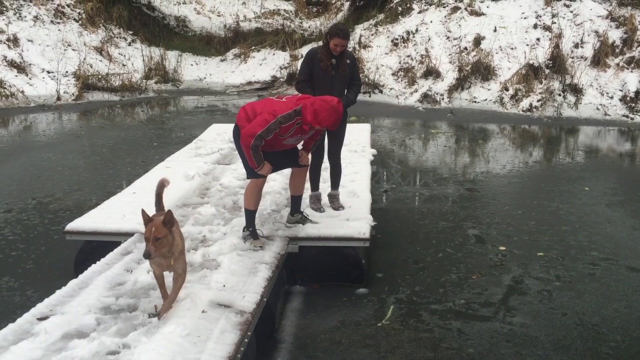 Frozen Floating Dock from RollingBarge.com - YouTube