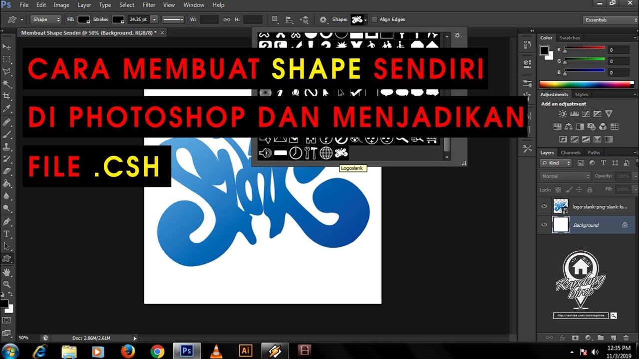 Tutorial Photoshop || Cara Membuat Shape Sendiri Di Photoshop Dan ...
