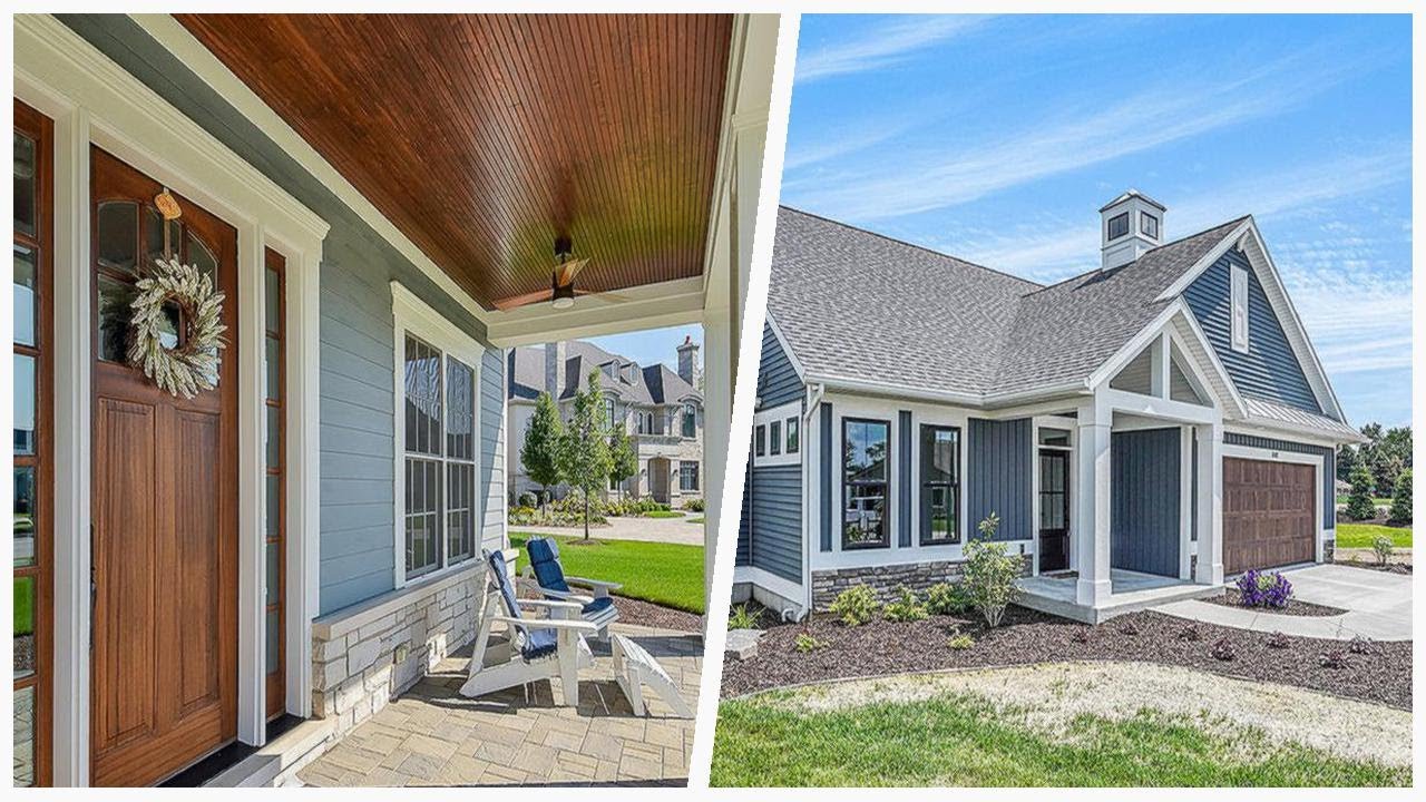 75 Blue Exterior Home With A Gray Roof Design Ideas You'll Love 🌈 - YouTube