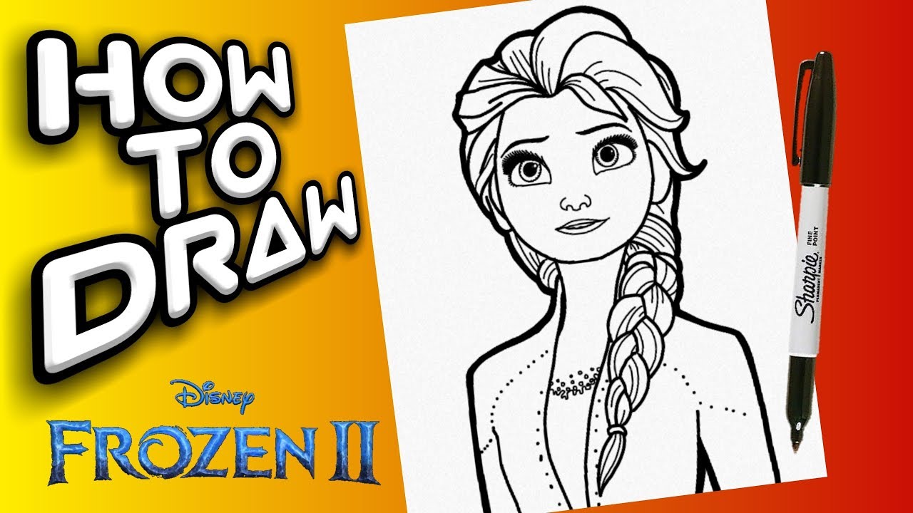 HOW TO DRAW ELSA FROM FROZEN 2 | step by step | como dibujar a elsa de ...