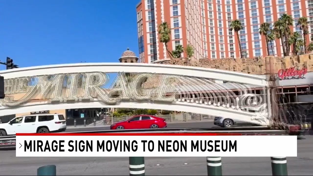 30-foot-long Mirage archway sign removed from resort for restoration ...