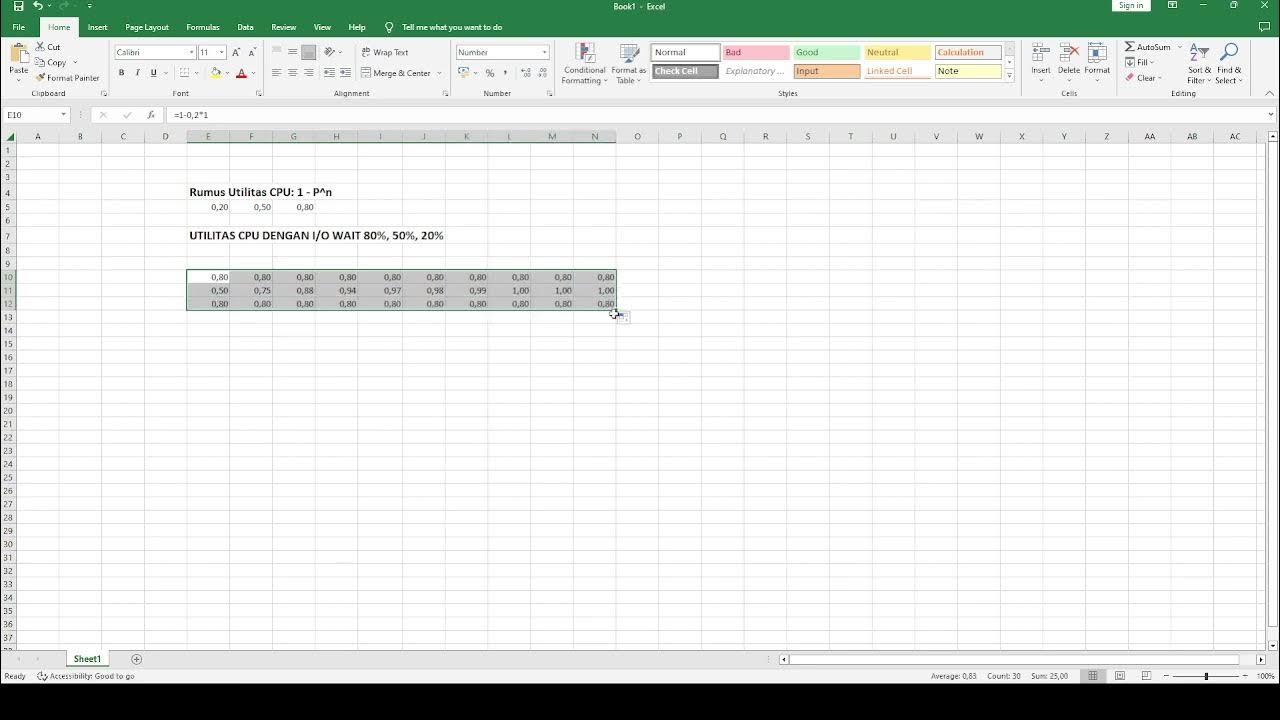Tugas Perhitungan Excel Utilitas CPU - YouTube