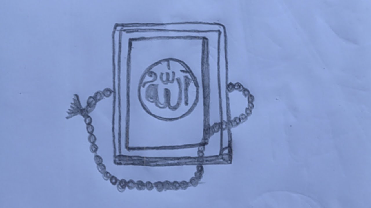 How to Draw The Quran with Tasbeeh pencil sketch / Beautiful Quran ...