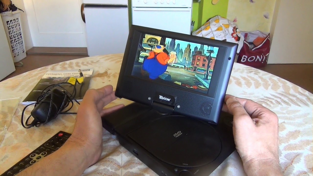 TEVION MOBILE Portabler TV DVD CD PLAYER MD 82355 - YouTube
