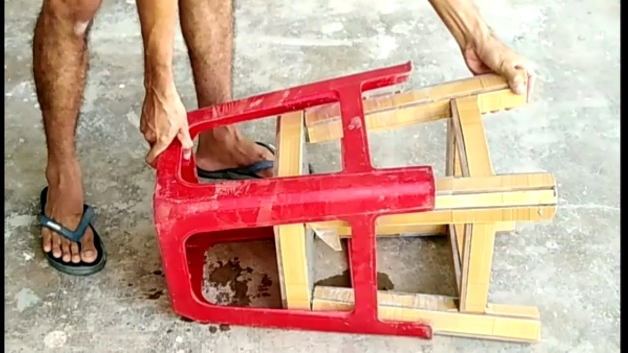 Make a chair made of cement and ceramic tiles from plastic chair mold ...
