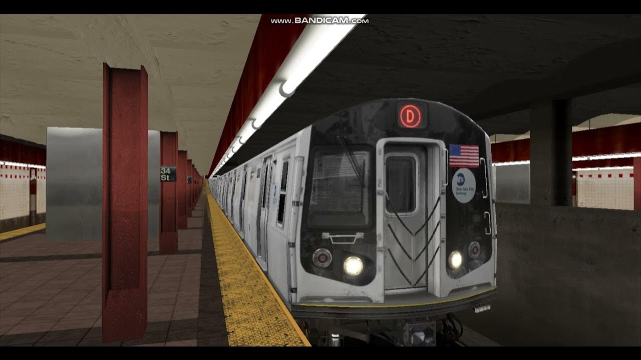 NYCT OpenBVE 205th Street Bound R160B Alstom Siemens mixed consists at 34th St Herald Square ...