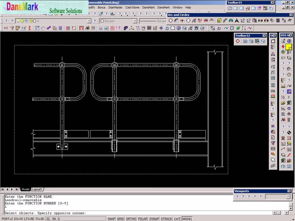 Draw 'T Lisp dwg to lsp conversion of a removable handrail drawing ...