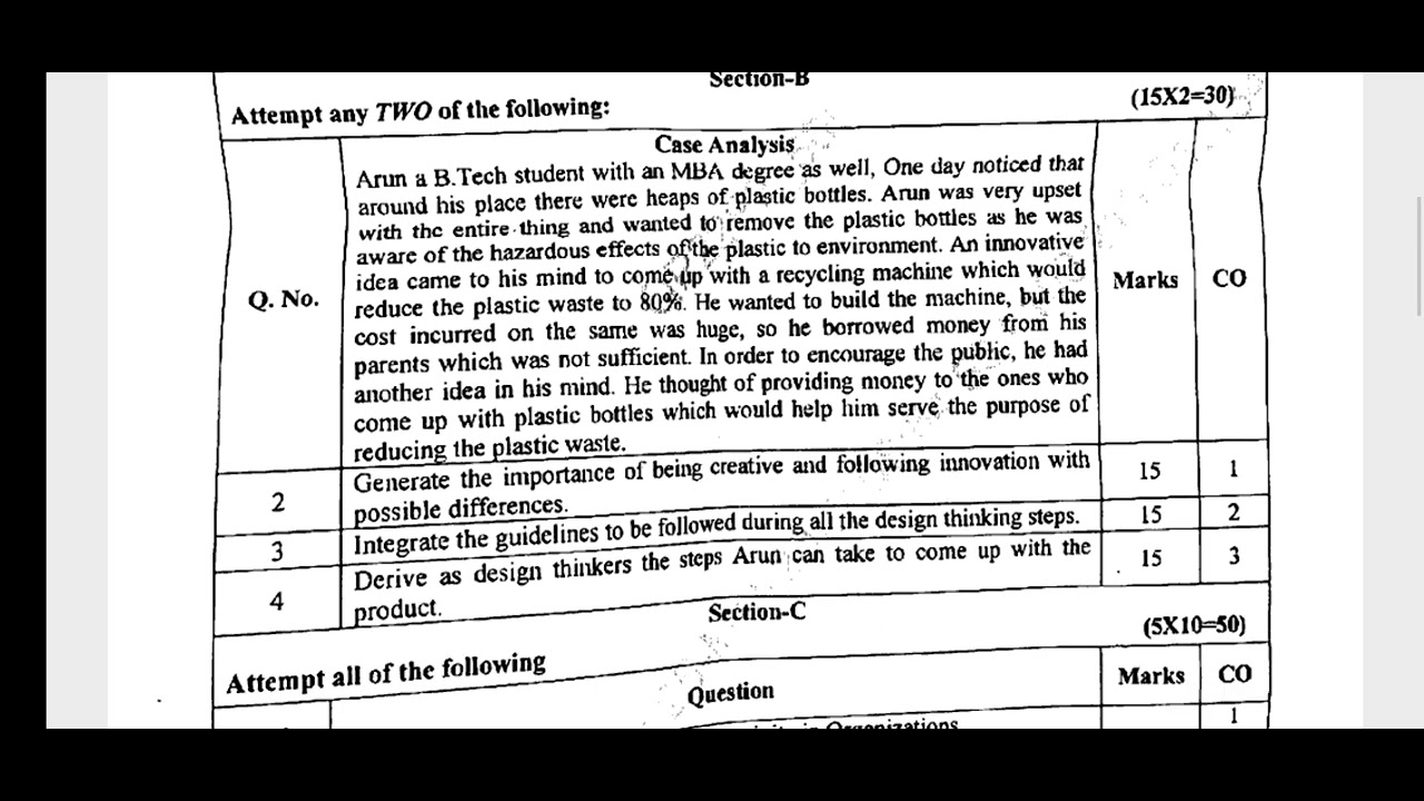 KMBN106 mba sample Question paper pattern, Design Thinking - YouTube