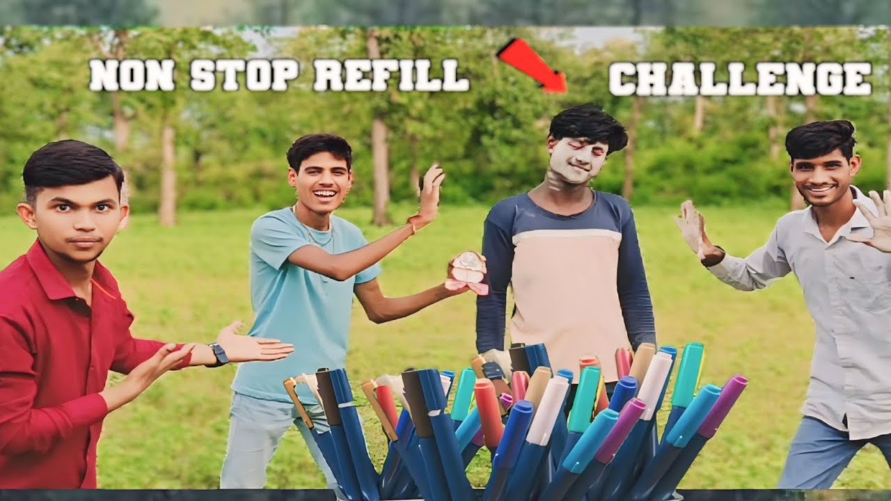 non- stop pen challenge.|| non-stop refill challenge in my team ...