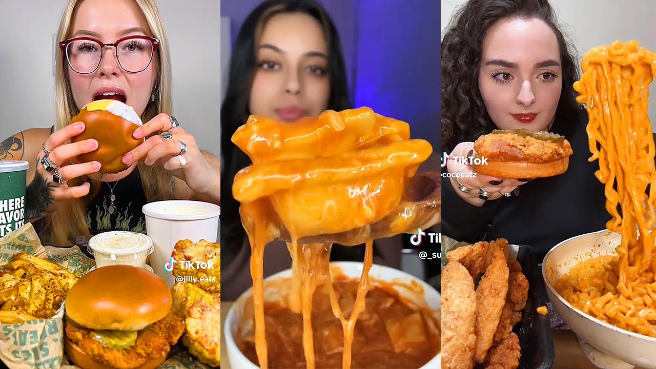 Eating mukbang compilation —13— buldak & wingstop, Taco Bell, Korean ...