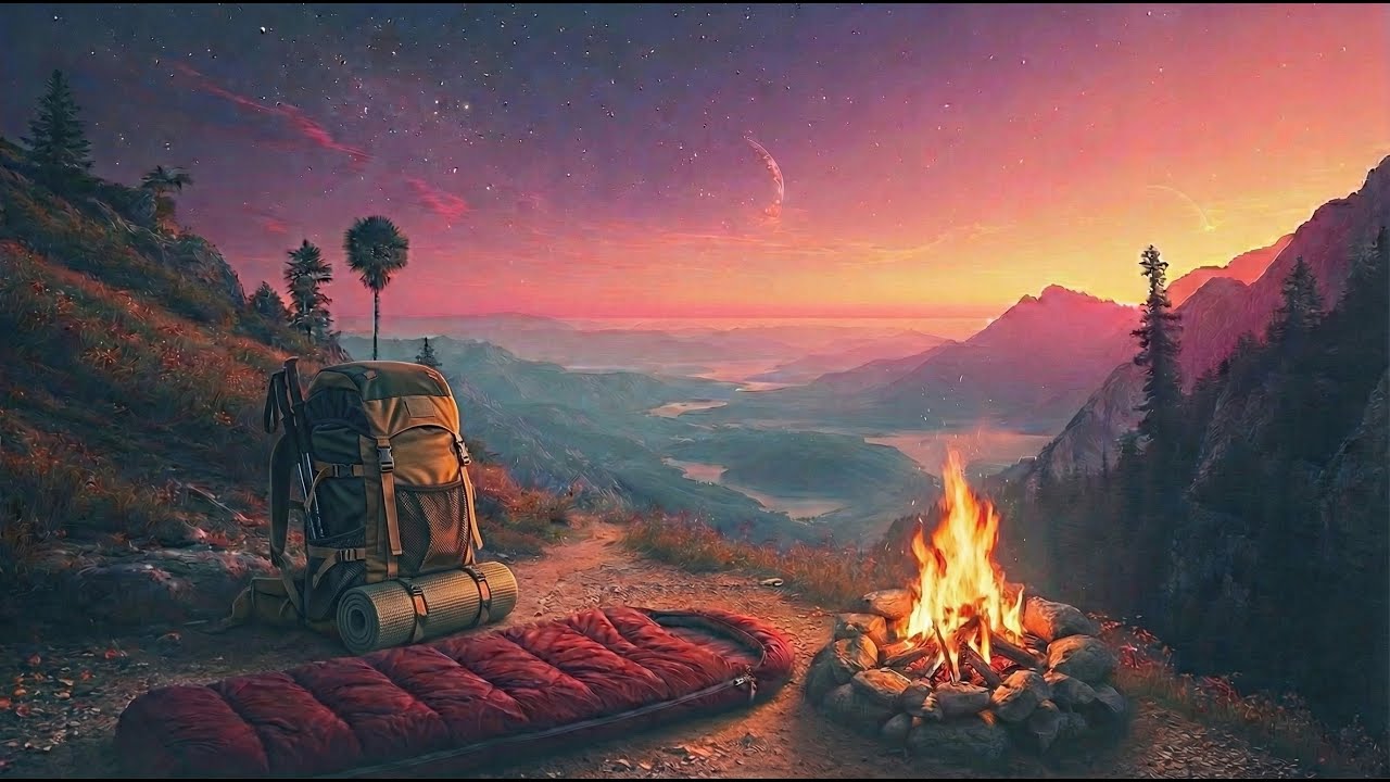 Cozy Campfire Ambience in the Mountains at Sunset – 30 minute Relaxing ...
