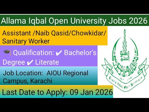Allama Iqbal Open University Jobs 2026 🎓 | AIOU Sindh Vacancies | Apply ...