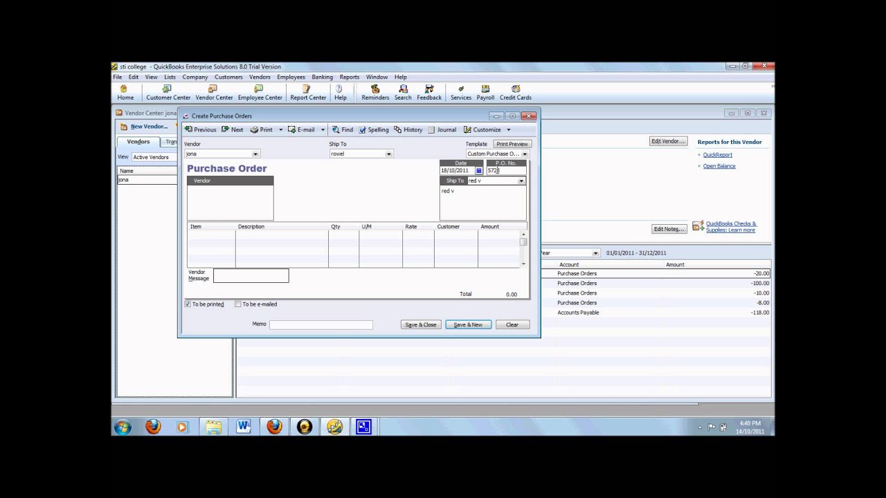 How to set up quickbooks Purchase order - YouTube