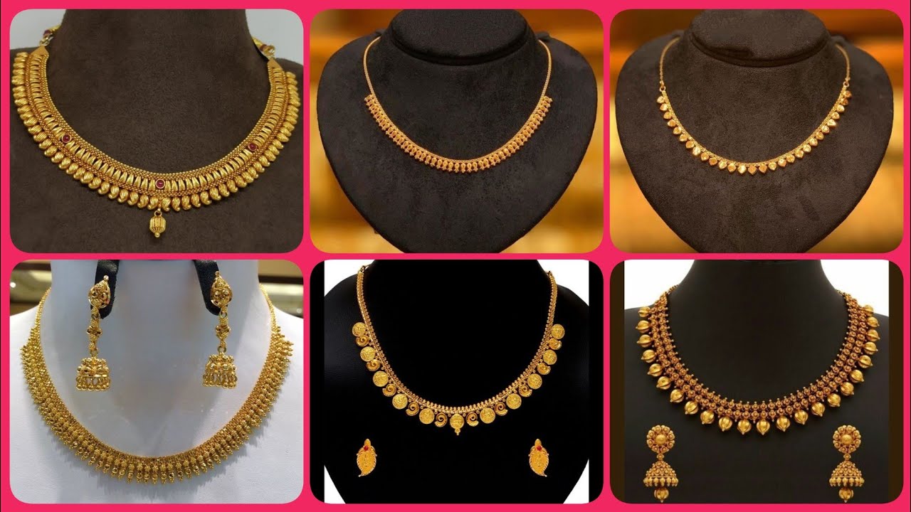 Beautiful gold lightweight necklace design//gold necklace new model ...