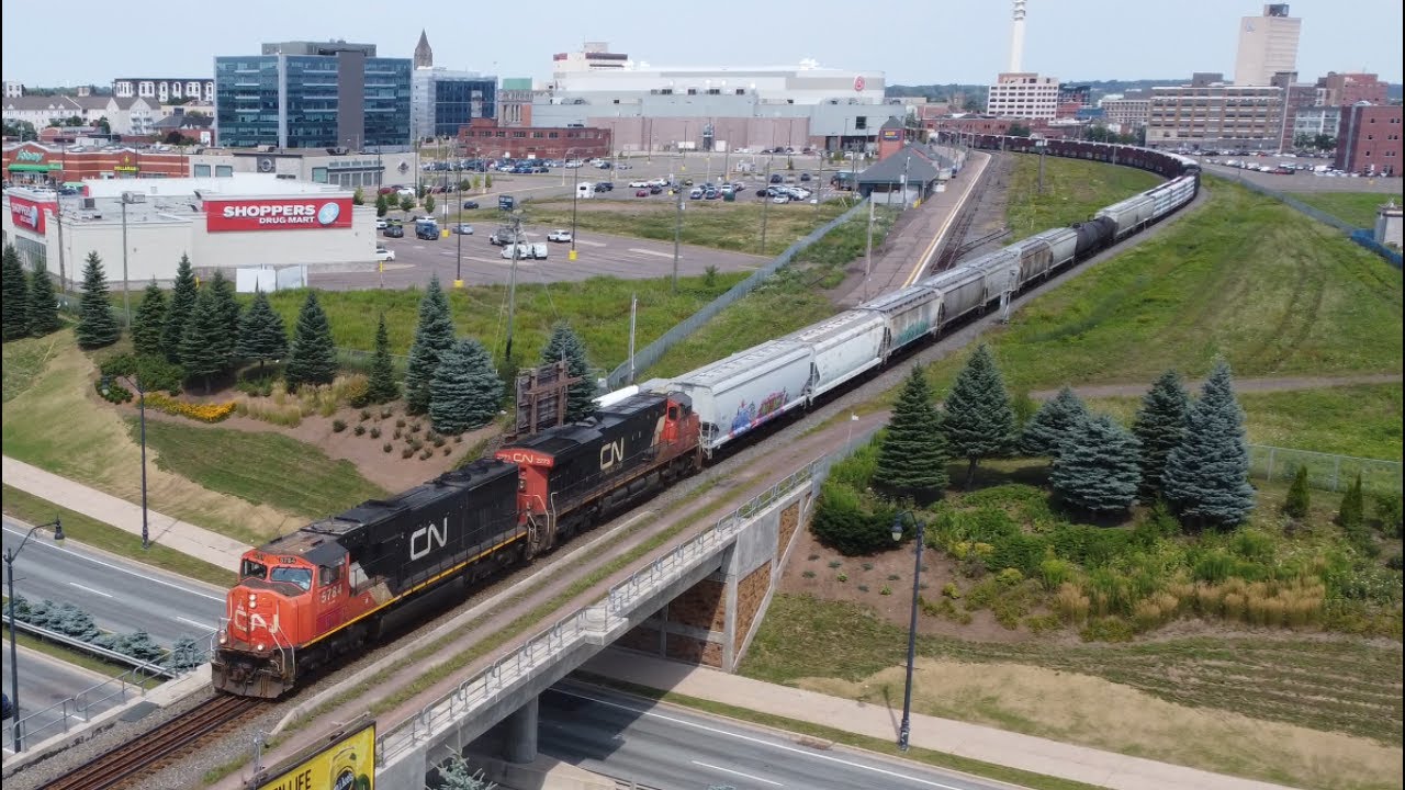 Awesome Aerial 4K View! SD75I Leader - Long Freight Train CN 507 ...