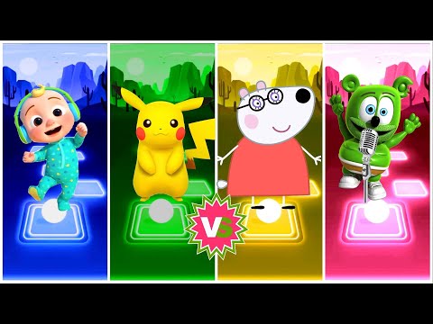 Cocomelon 🆚 Pika Pika Pikachu 🆚 Peppa Pig 🆚 Gummy Bear 🎶 Tiles Hop Edm Rush Gameplay 🎯
