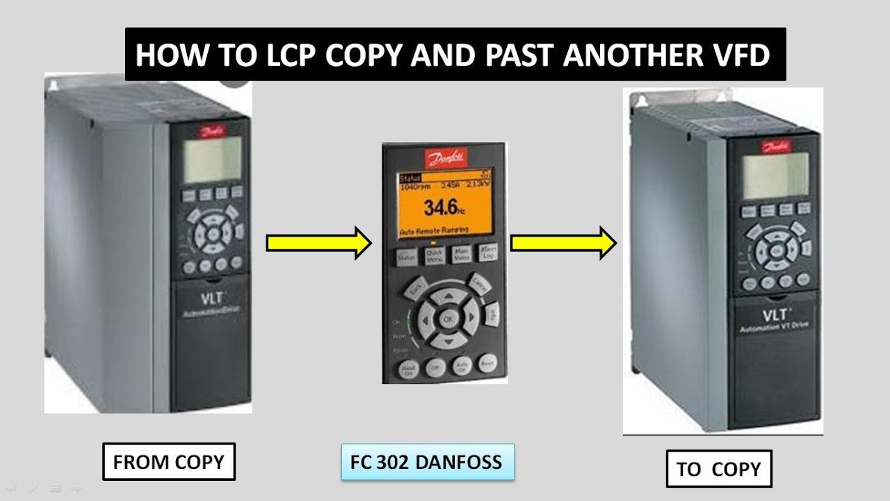 🔵How to copy past vfd parameters of FC 302 LCP to VFD. - YouTube