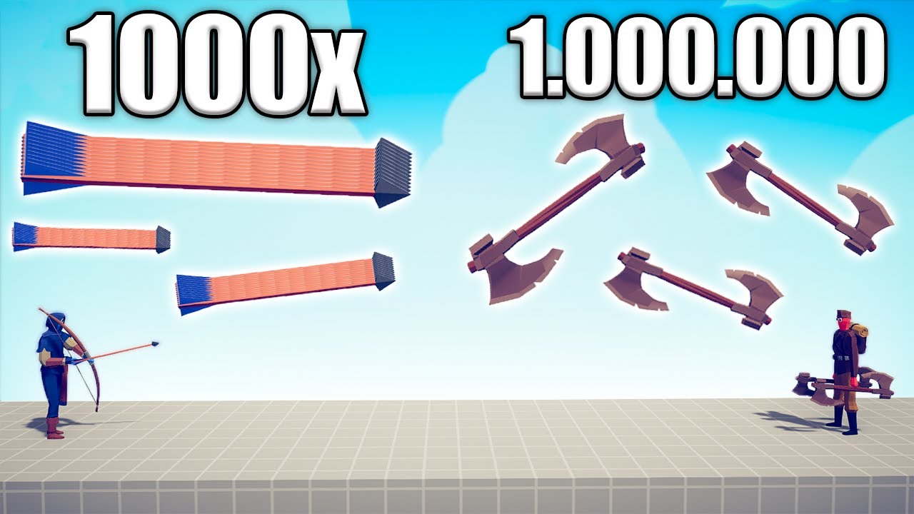 1.000.000 AXE THROWER vs 1000x OVERPOWERED UNITS - TABS | Totally ...