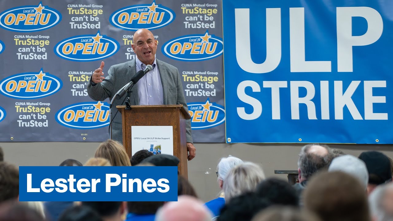 Lester Pines speaks at OPEIU Local 39’s Ready to Strike press ...