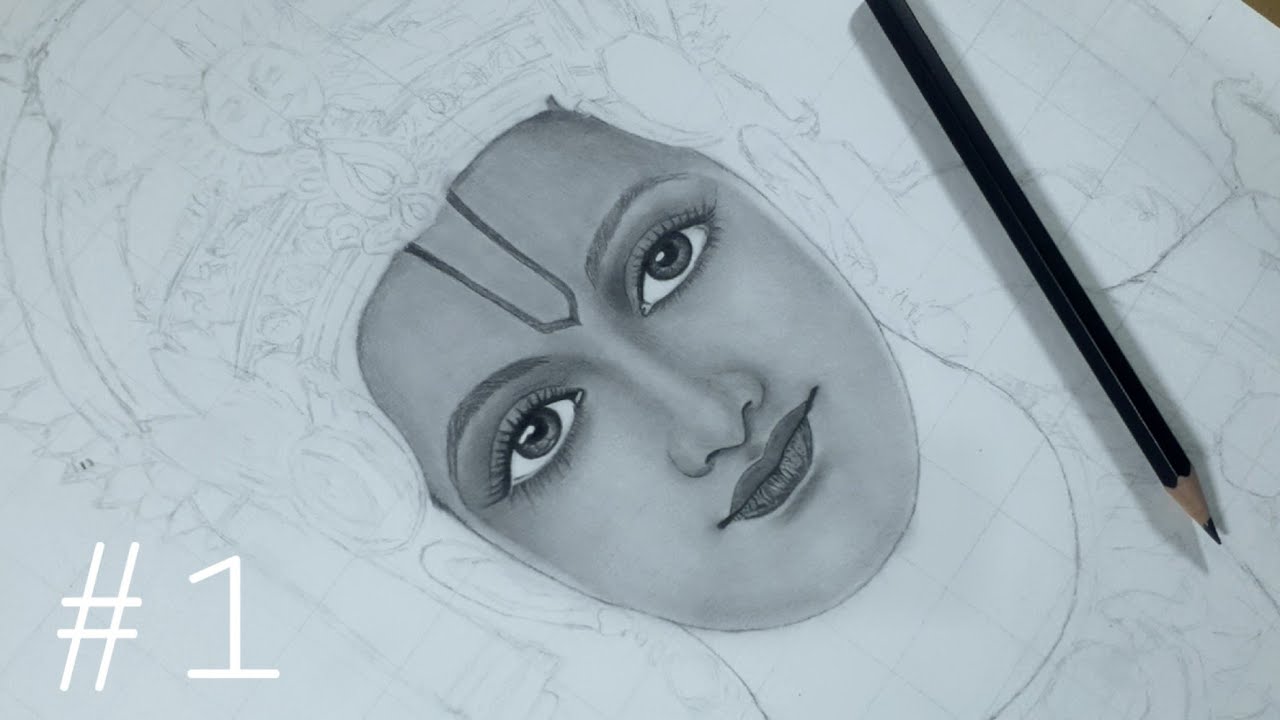 shree Ram Drawing 🥰 || Ram sketch tutorial part 1 || step by step #ram ...