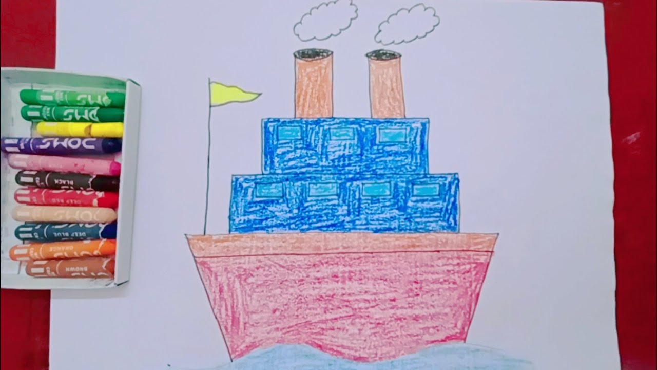 How To Draw A Ship 🚢 | Easy Drawing Practice And Coloring For Kids ...