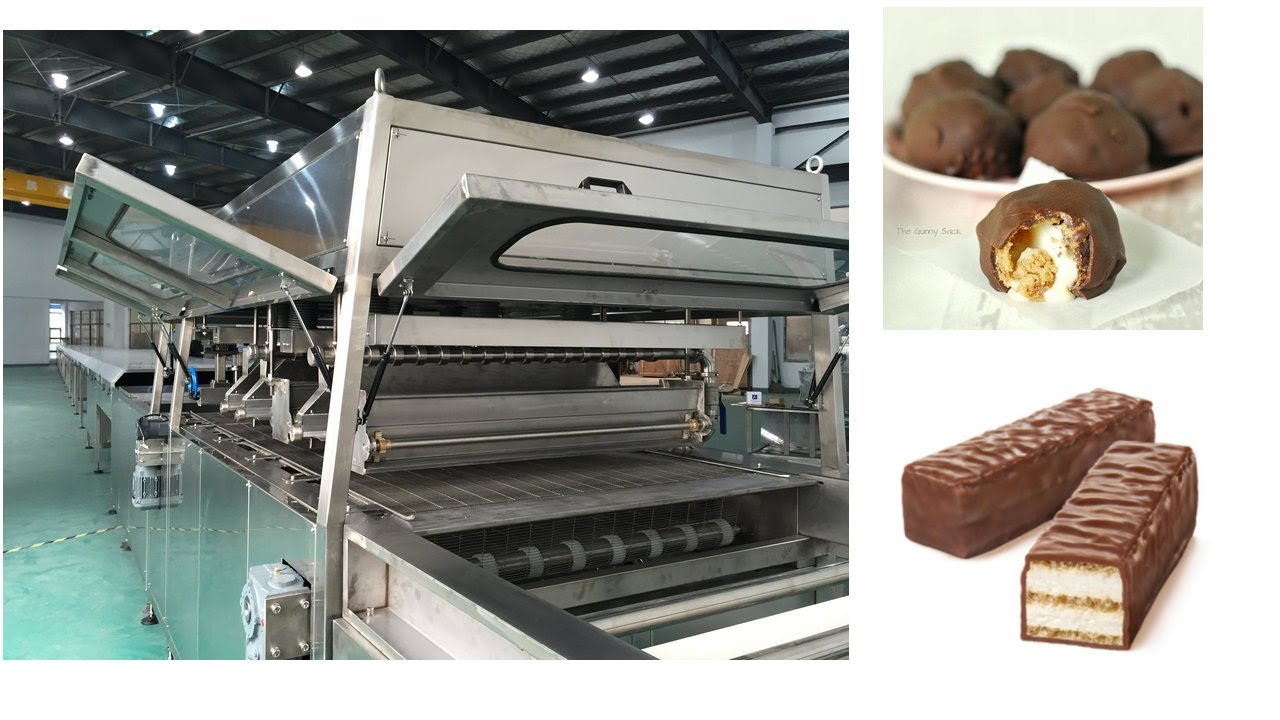 stainless steel mini chocolate enrober yucho - YouTube