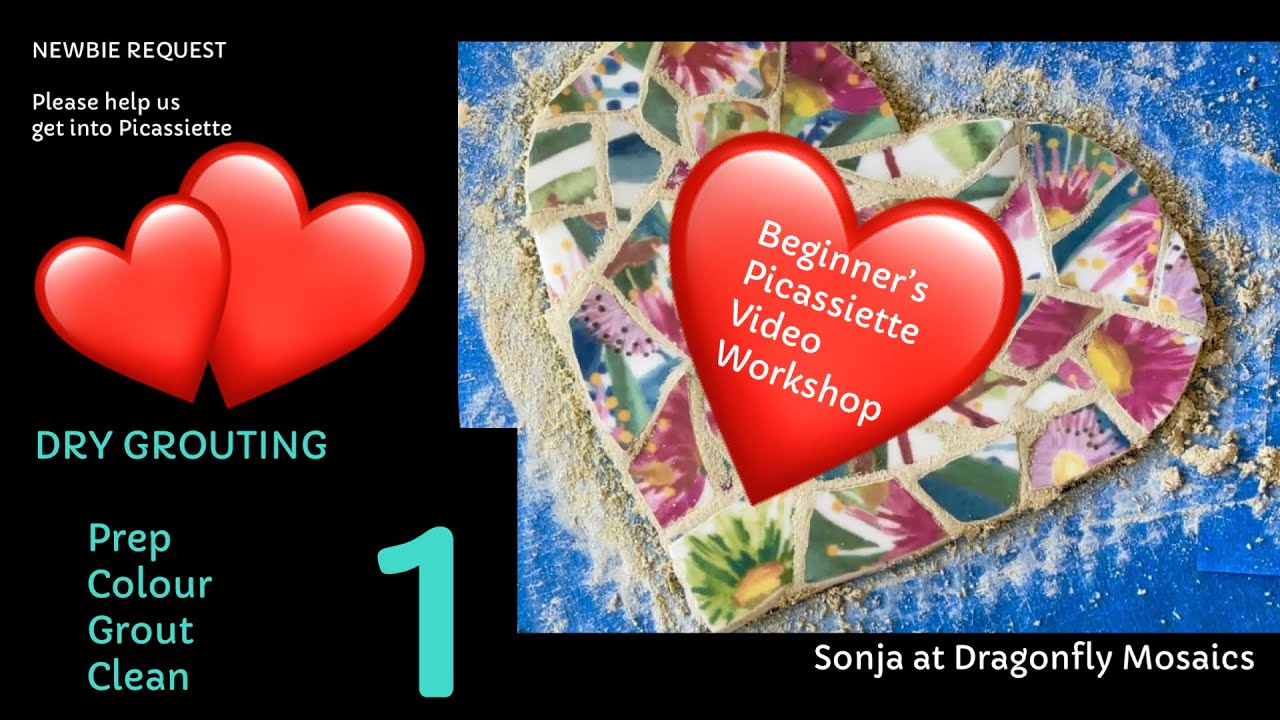 1st Colour Grout detailed DRY GROUT process - BEGINNER’s Picassiette ...