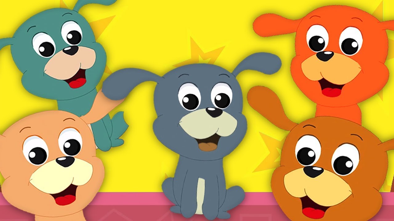 Five Little Puppies | Kindergarten Video For Toddlers | Nursery Rhymes ...