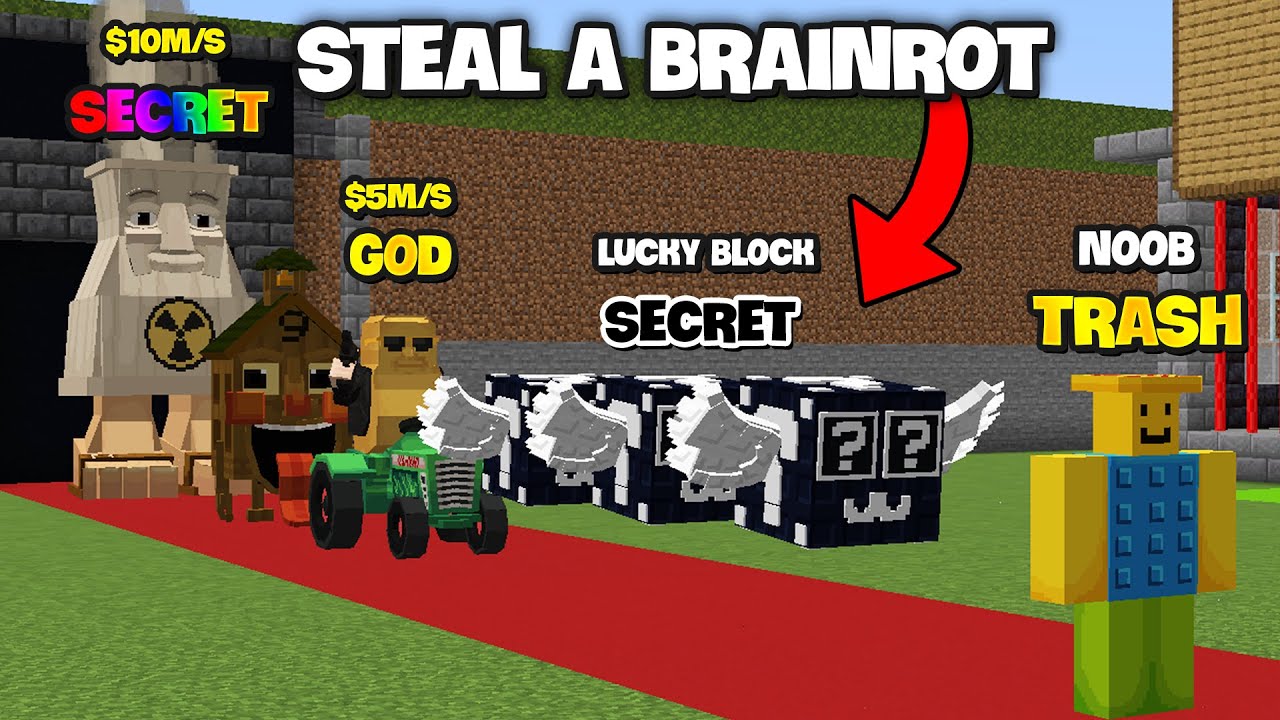 STEALING NEW SECRET BRAINROT In STEAL A BRAINROT Minecraft - YouTube