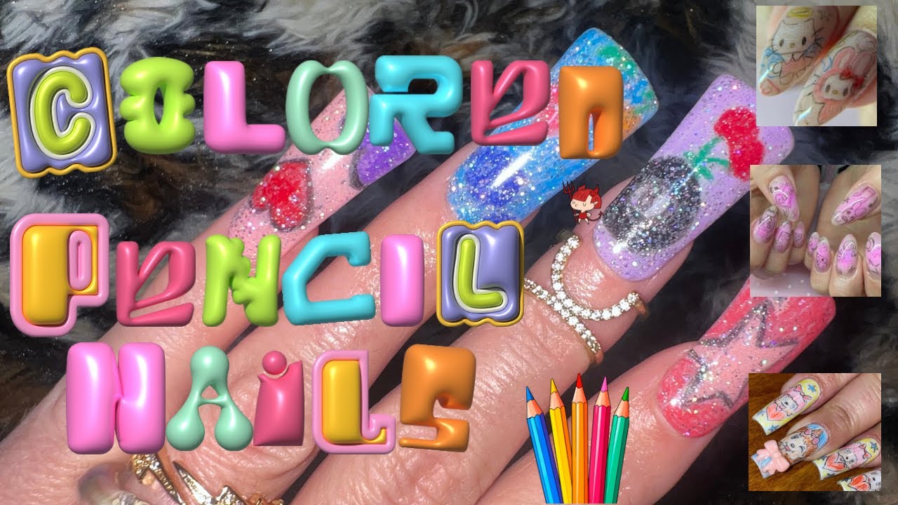 🎀 Colored Pencil Nails! 🎀 - YouTube