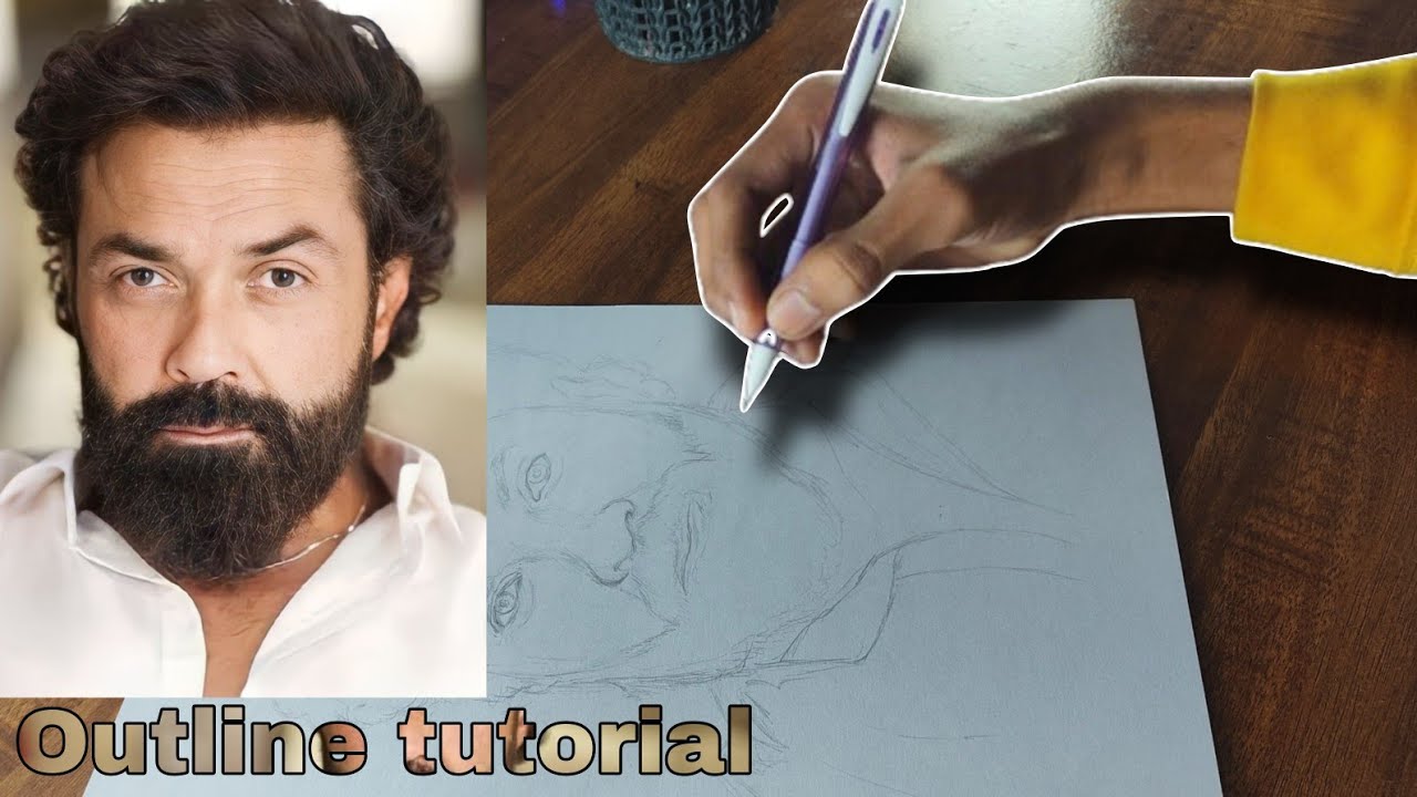 How to draw Bobby Deol Drawing|| Outline tutorial Step by step ...